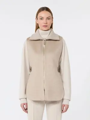 Max Mara Sleeveless Cashmere Cape With High Neck - Beige
