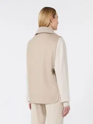 Max Mara Sleeveless Cashmere Cape With High Neck - Beige