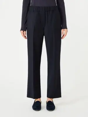 Max Mara Stretch Wool Flannel Trousers - Navy