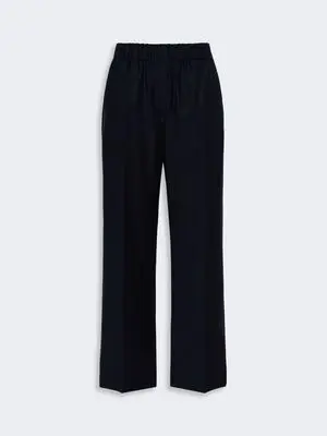 Max Mara Stretch Wool Flannel Trousers - Navy