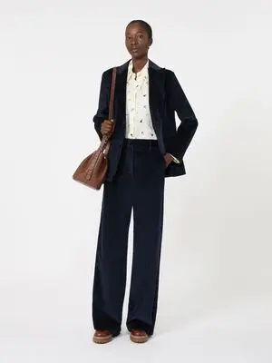 Max Mara Cotton Velvet Wide Leg Trousers