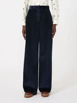 Max Mara Cotton Velvet Wide Leg Trousers