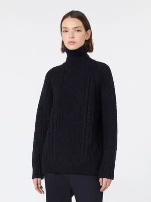 Max Mara Wool Yarn Turtleneck Aran Jumper
