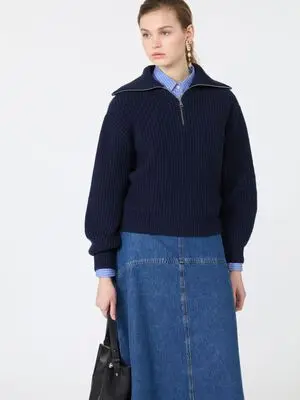 Max Mara Wool Zip-up Roll-neck Jumper