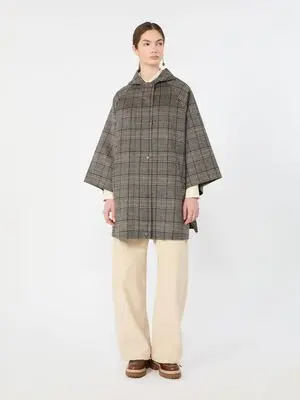 Max Mara Prince Of Wales Check Wool Coat With Hood