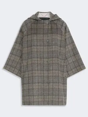 Max Mara Prince Of Wales Check Wool Coat With Hood