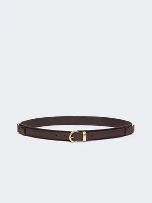 Max Mara Leather Belt With Rectangular Metallic Rings