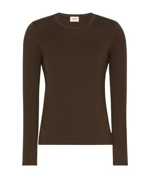 Max Mara Stretch Viscose Jersey T-shirt With Butterfly Logo Detail - Dark Brown