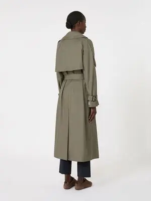 Max Mara Long Double-breasted Trench Coat In Water-repellent Cotton
