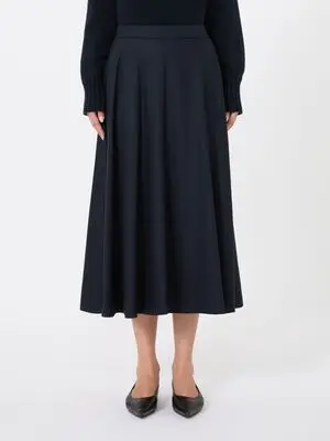 Max Mara Long Flared Wool Flannel Skirt