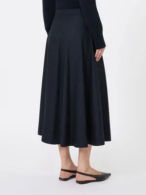 Max Mara Long Flared Wool Flannel Skirt