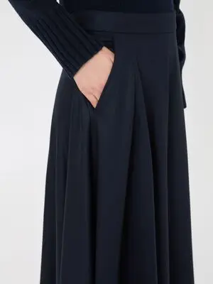 Max Mara Long Flared Wool Flannel Skirt