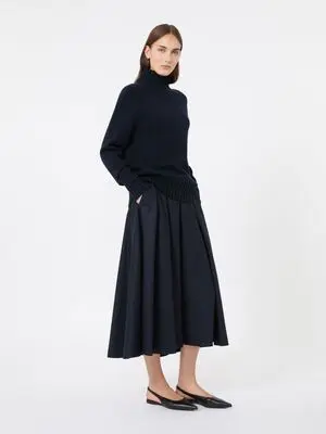 Max Mara Long Flared Wool Flannel Skirt