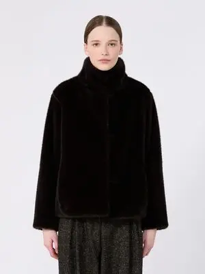 Max Mara Fluffy Textured Cropped Coat