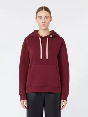Max Mara Jersey Hoodie With Embellished Neckline - Bordeaux