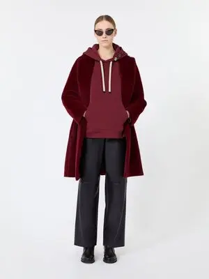 Max Mara Jersey Hoodie With Embellished Neckline - Bordeaux