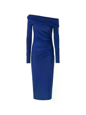 Pinko Off-shoulder Ruched Long Sleeve Dress