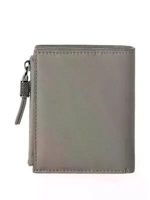 Brunello Cucinelli Grained Calfskin Compact Wallet With Shiny Zipper Pull