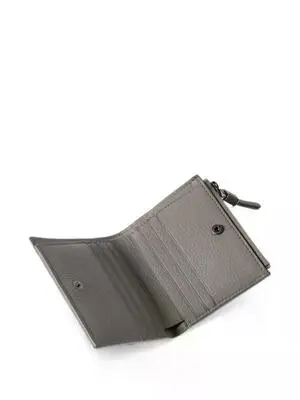 Brunello Cucinelli Grained Calfskin Compact Wallet With Shiny Zipper Pull