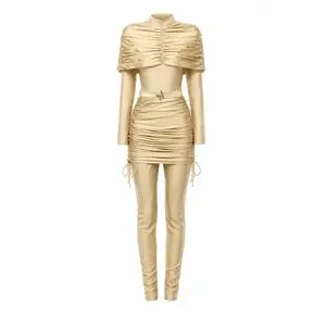 TURANA ATASH LONDON Molten Gold Ruched Swim Set - Black