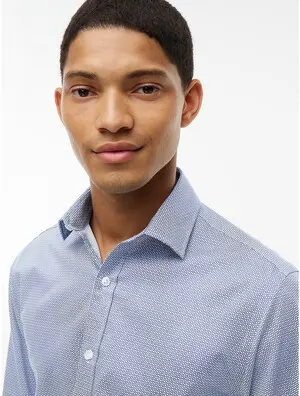 Tommy Hilfiger Slim Fit Geo Print Thflex Dress Shirt 15.5/32 - Navy