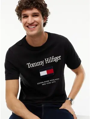 Tommy Hilfiger Embroidered Flag Logo T-shirt