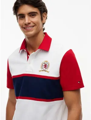 Tommy Hilfiger Regular Fit Crest Logo Colorblock Polo