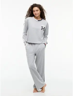 Tommy Hilfiger Cropped Pullover & Pant Sleep Set - Heather Grey