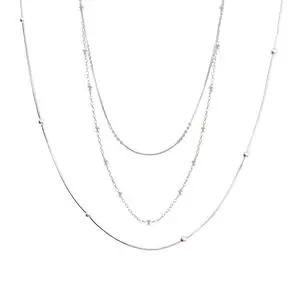 SPERO LONDON Beaded Satellite Sterling Chain Necklace Layering Set