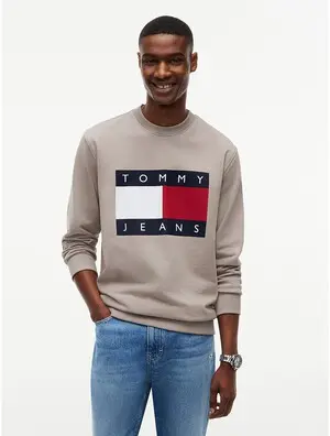 Tommy Hilfiger Big Flag Logo Sweatshirt - Limestone Dust