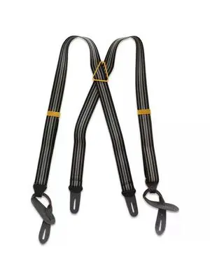 TAIGA TAKAHASHI Multi-stripe Leather-trim Braces - Black