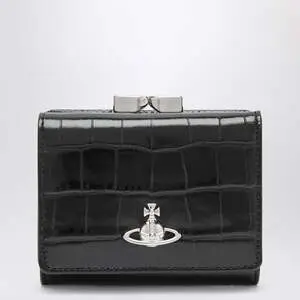 VIVIENNE WESTWOOD Small Frame Wallet In Calf Leather - Black