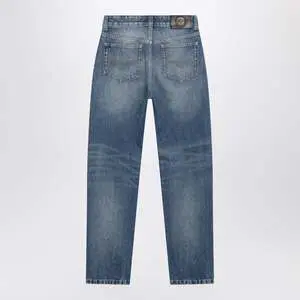 Versace High-waisted Straight-leg Light Cotton Jeans