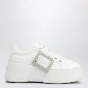 ROGER VIVIER Viv Skate Leather Sneakers With Metal Buckle - White
