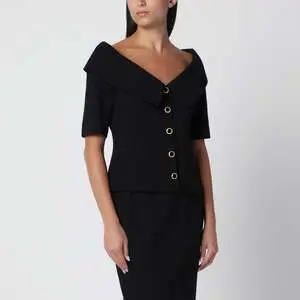 Alessandra Rich Off-shoulder Wool Crãªpe Jacket - Black