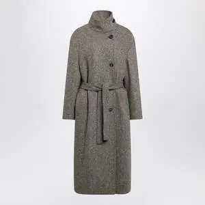 Brunello Cucinelli Sparkling Camel And Black Virgin Wool Coat - Brown
