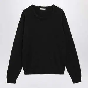 LEMAIRE Coal Alpaca Wool Blend Crew Neck Sweater - Black