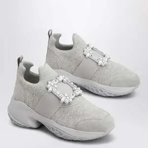 ROGER VIVIER Viv Run Sneakers With Crystal Buckle - Gray
