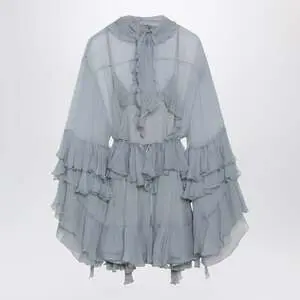 Chloé Powder Silk Mousseline Mini Dress - Blue