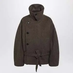 LEMAIRE Short Felted Wool And Alpaca Blend Wrap Coat - Brown