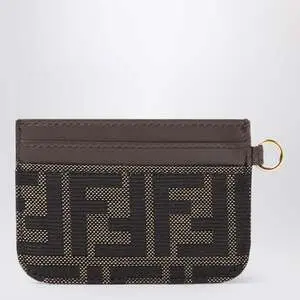 Fendi Ff Zucca Jacquard And Leather Card Case - Brown