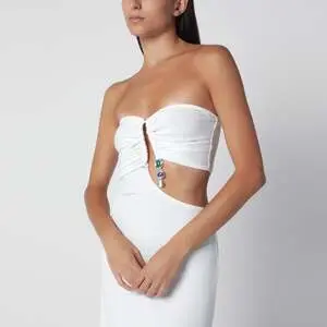 Christopher Esber Strapless Crystal Pendant Dress