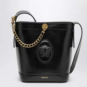 Versace Leather Bucket Bag - Black