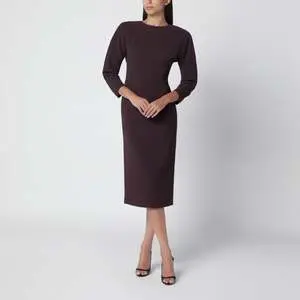 Andamane Rouge Noir Midi Dress With Rounded Shoulders - Red