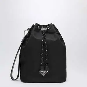 Prada Speedrock Pouch In Re-nylon And Leather - Black