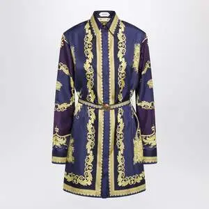 Versace Twill Baroque Print Mini Dress - Blue