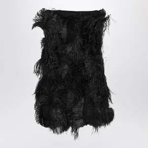 Attico Feather-trim Mini Dress - Black