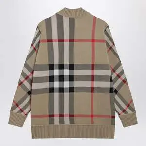 Burberry Archive Beige Check Jacquard Wool Blend Cardigan
