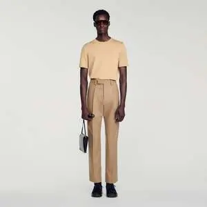 Sandro Wide-leg Wool Suit Trousers - Beige