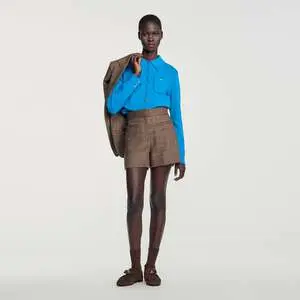 Sandro Check Wool Shorts